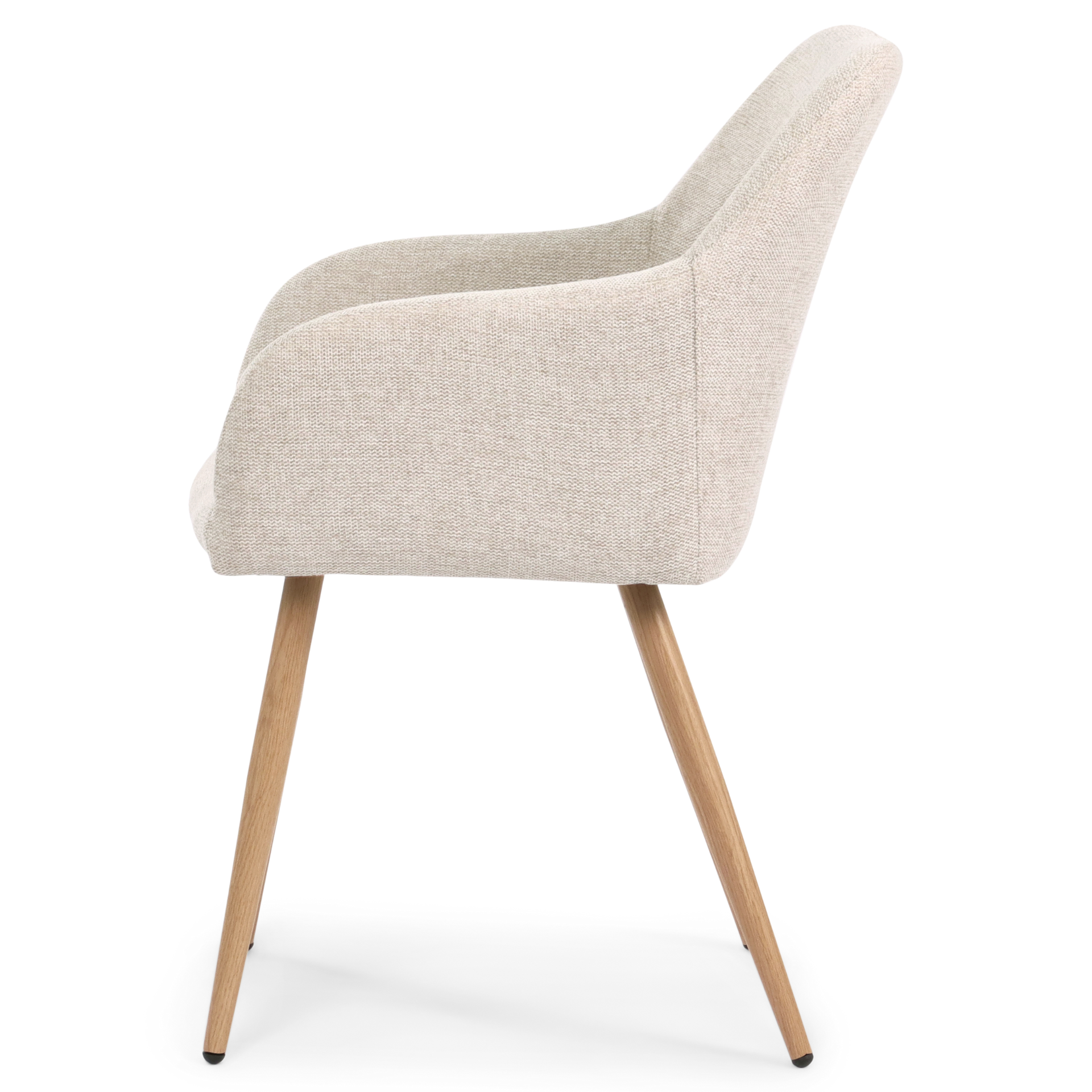 Jenna - Chaise de salle à manger en tissu beige avec aspect chêne ...