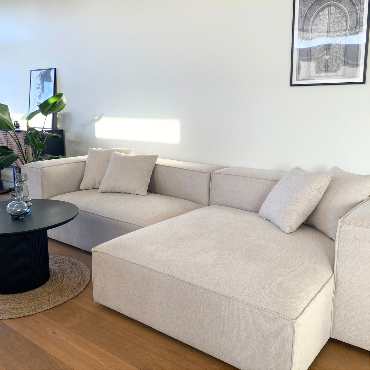 Hailey - Canapé modulaire beige avec 3 modules L: 415 x P: 100 x H: 65 ...