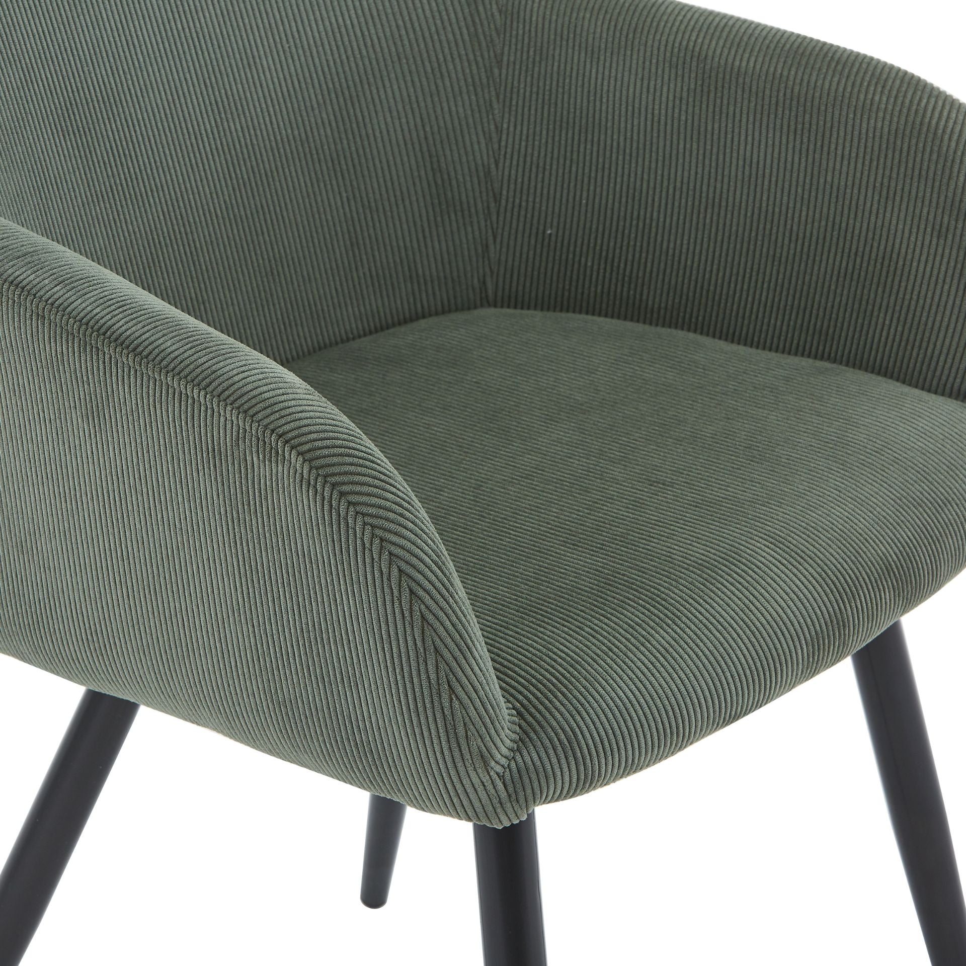 Jenna chaise de salle à manger - velours vert avec pieds noirs– Nimara.fr